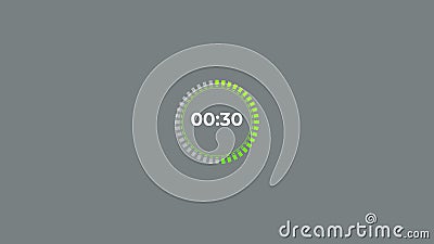 Round Green Clock Timer Counts Down 1 Minute, Countdown, Graphics ...