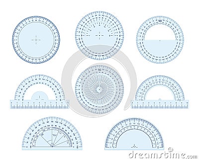 Round Protractors Tools For Angle Measure Scale 180 And 360 Degree Set ...