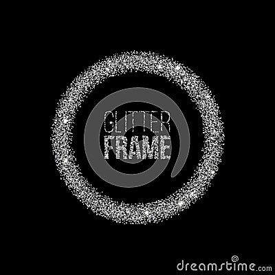 Round Ring Frame Made Of Silver Glitter Isolated On Black Background ...