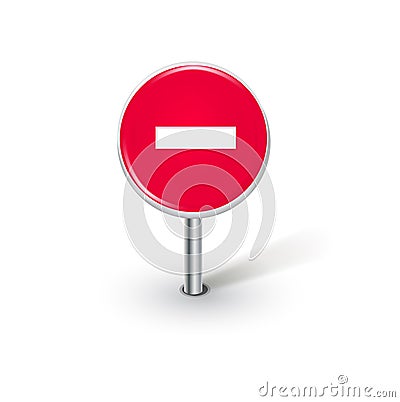 Round Stop Sign Isolated On White Vector Illustration | CartoonDealer ...