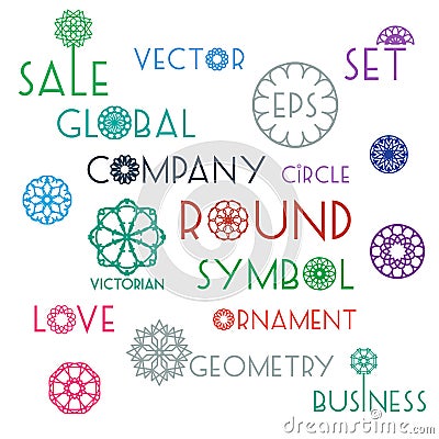 Round Symbols With Slogans Cartoon Vector | CartoonDealer.com #39786637
