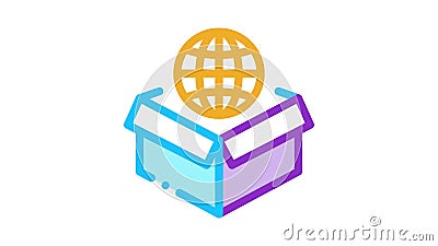 Round-the-world Package Icon Animation Stock Footage - Video of ...