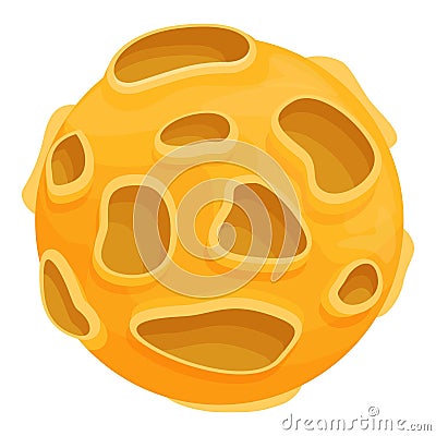 Porous Yellow Planet Floating In Space With Craters Cartoon Vector ...