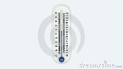 Rounded Thermometer with Blue Indicator Shows the Falling Down ...
