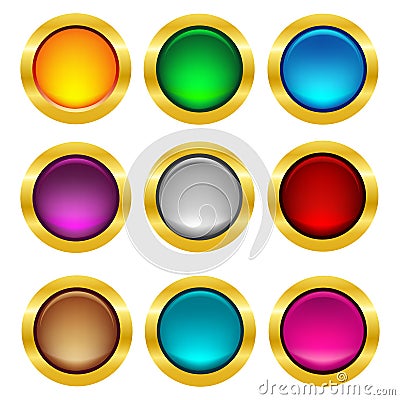 Rounded Web Button With Gold Frame Vector Illustration | CartoonDealer ...
