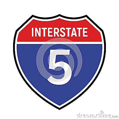5 Route Sign Icon. Vector Road 5 Highway Interstate American Freeway ...