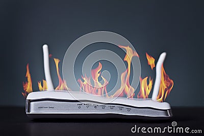 Router On Fire Stock Photography - Image: 22367852