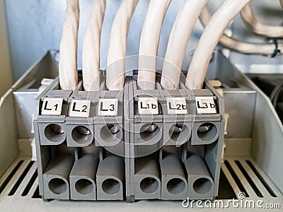 Row Of Fuses Installed In Electrical Cabinet Of Automation System In ...