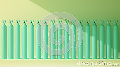 Row Of Green Oxygen Tanks Along The Wall Stock Photography ...