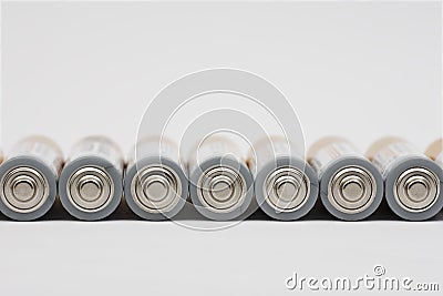 Row Lying AA Battery On White Background Stock Photo | CartoonDealer ...