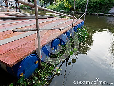 Row Of Multi Purpose Blue Plastic Drum, Barrel, Or Container Used As ...