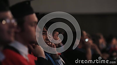 Row of Sitting in Assembly Hall Multicultural Graduating Students Stock ...