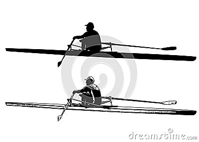 Rower Skaetch And Silhouette Cartoon Vector | CartoonDealer.com #117781473