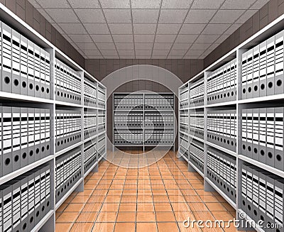 Rows Of Folders With Documents Are On The Shelves. Royalty-Free Stock ...