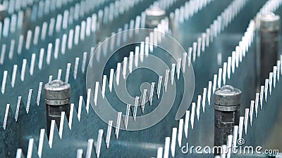 Rows of Metal Plates with Sharp Edges in Machine Tool. Manufacturing ...