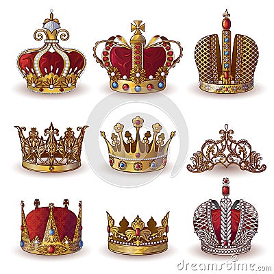 Royal Crowns Collection Cartoon Vector | CartoonDealer.com #74359809