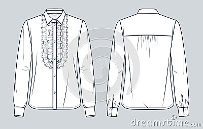 Ruffled Shirt Technical Fashion Illustration. Classic Shirt Fashion ...