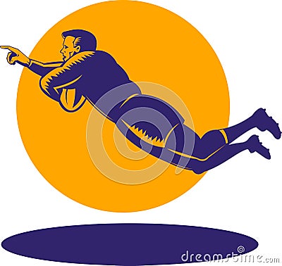 Rugby Player Scoring A Try Cartoon Vector | CartoonDealer.com #9381275