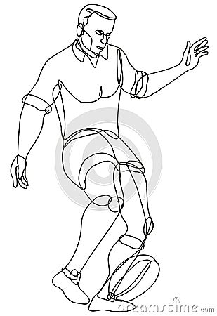 Rugby Union Player Kicking Ball Front View Continuous Line Drawing ...
