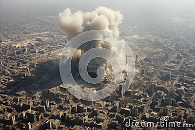 Ruin And Desolation. View Of A Shattered Cityscape Ravaged By A Massive ...