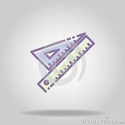Rulers Icon Or Logo In Pastel Color Vector Illustration | CartoonDealer ...