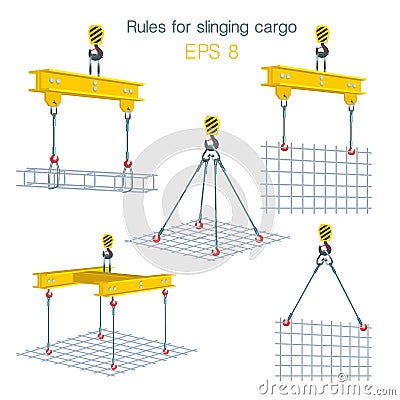 Rules For Slinging Cargo. Safety At The Construction Site Vector ...