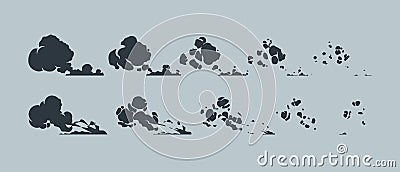 Run Dust Effect. Cartoon Fast Move Smoke Trace Animation Kit, Steam ...
