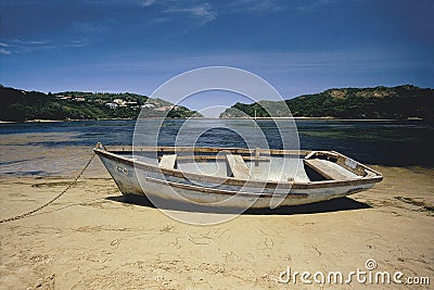 Rundown Rowboat On Beach Stock Image - Image: 7130181