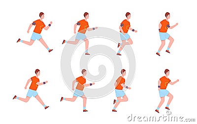 Running Man Sequence. Run Character Frame Animation 2d Runner Profile ...