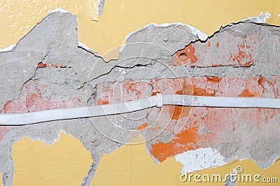 Running Wire Through Walls. Cable On The Wall For New Electrical ...