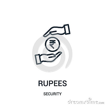 Rupees Icon Vector From Security Collection. Thin Line Rupees Outline ...