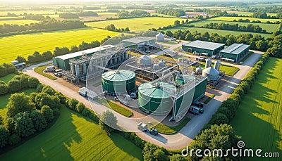 Rural Biogas Plant Processes Agricultural Waste. Digesters, Tanks ...