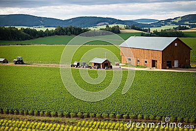Rural Farmstead, Showcasing The Sprawling Farmland And Multiple ...