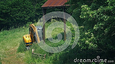 Farm Field with Old Shed and Digger Stock Footage - Video of area, farm ...