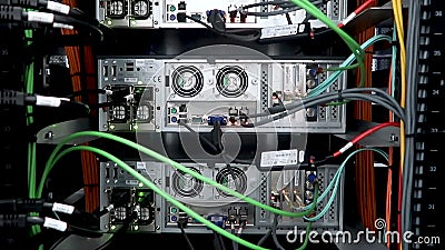 Back Panel of Powerful Servers Installed in the Rack of the Server Room ...
