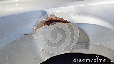 Rust And Dent On The Car. Metal Corrosion On Wheel Arches. Stock Photo ...