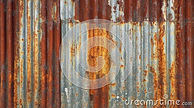 Rusted Corrugated Metal Sheet With A Vertical Stripe Stock Photo ...