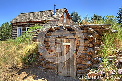 Rustic Old Time Log Cabin And Root Cellar Stock Image | CartoonDealer ...