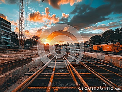 Rusty Rebars Waiting For Concrete Pouring At Construction Site During ...