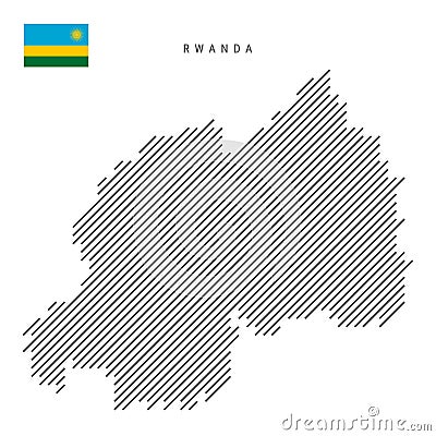 Rwanda Map From Pattern Of Black Slanted Parallel Lines. Flat Vector ...