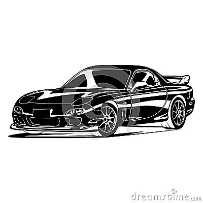 RX7 Car Illustration Royalty-Free Cartoon | CartoonDealer.com #253787531