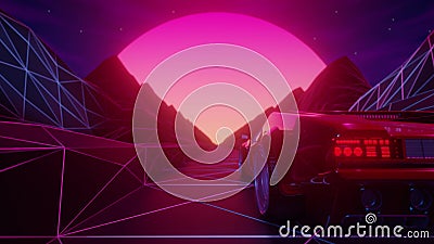 80s Retro Synthwave Style 3d Render Animation Loop Stock Footage - Video of vibrant, seamless ...