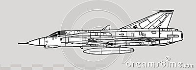 Saab J35 Draken. Vector Drawing Of Multirole Fighter. | CartoonDealer ...
