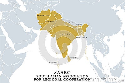 SAARC, South Asian Association For Regional Cooperation, Members Map ...