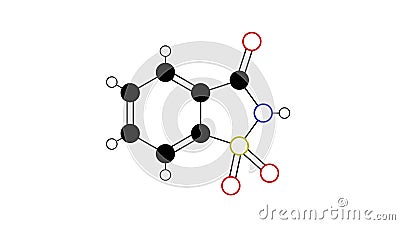 Saccharin Molecule, Structural Chemical Formula, Ball-and-stick Model ...