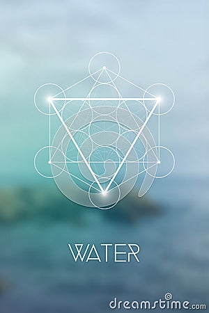 Sacred Geometry Water Element Symbol Inside Metatron Cube And Flower Of ...
