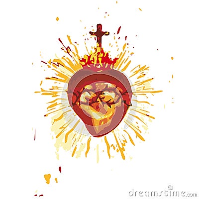 Sacred Heart Jesus on Bible Design Stock Illustration - Illustration of ...