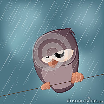 Sad Bird On A Rainy Day Royalty Free Stock Photos - Image: 32004998