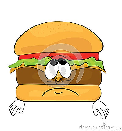 Sad Burger Cartoon Stock Illustration - Image: 43762532