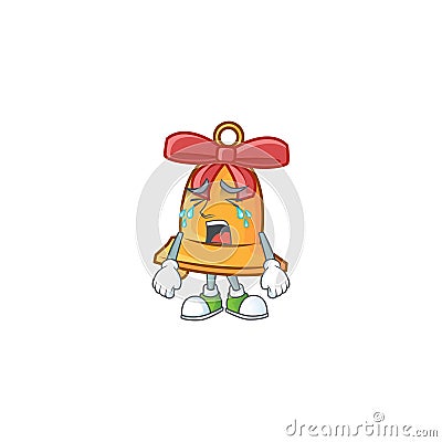 Sad Crying Christmas Bell Cartoon Character Design Style Vector ...